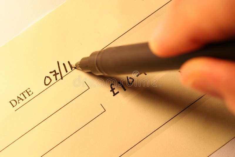 Scheck mit Feder stockbild. Bild von querneigung, kauf - 10350157