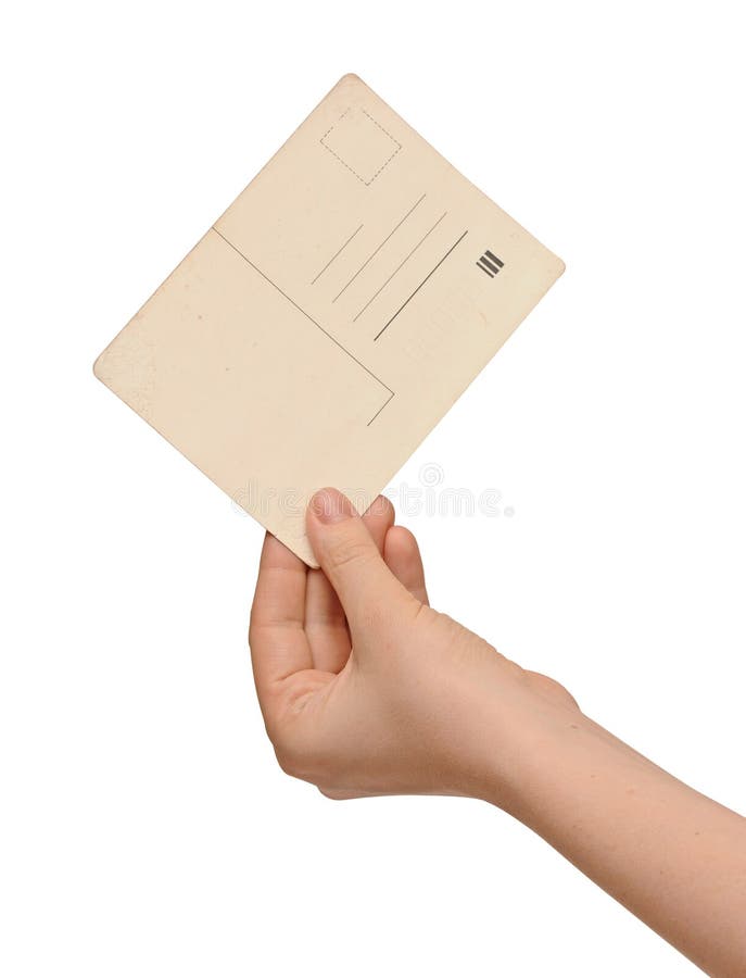 Scheda in Bianco Dell'annata Nella Mano Fotografia Stock - Immagine di ...