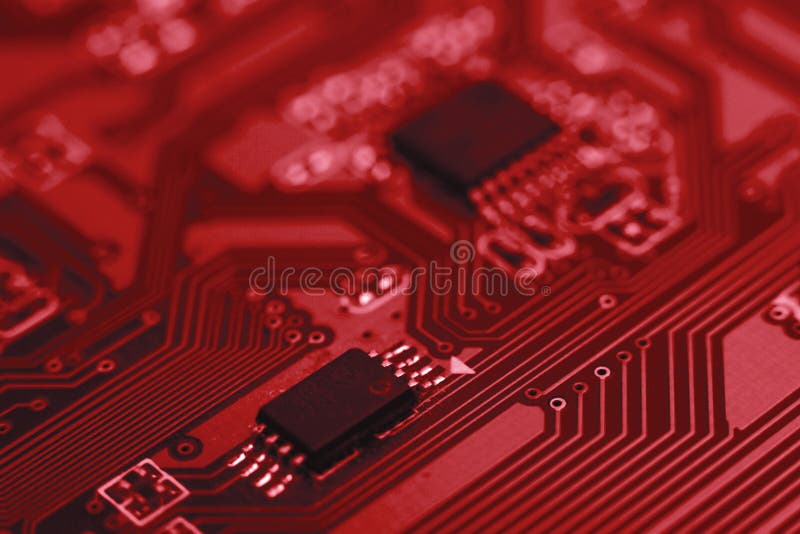 Fondo Rosso Di Struttura Del Circuito Della Scheda Madre Del Computer ...