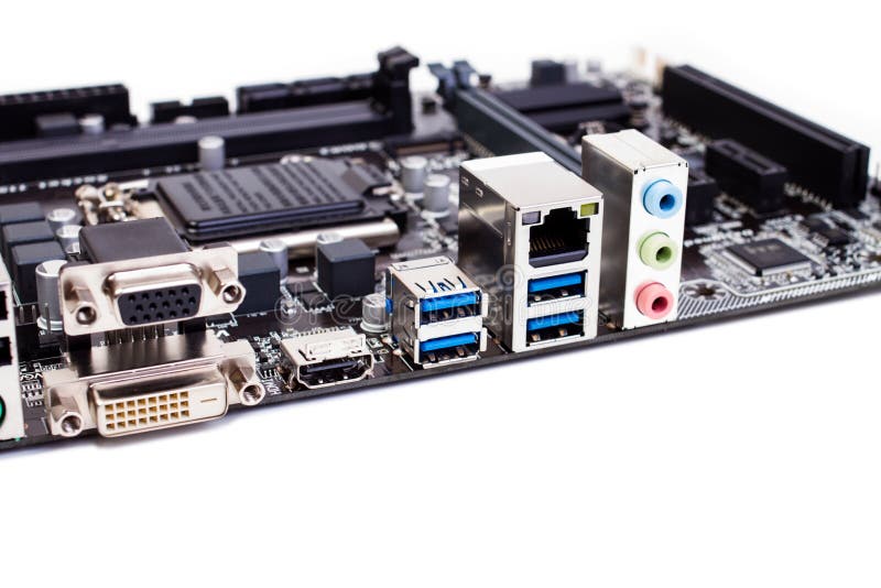 Porte Della Parte Posteriore Della Scheda Madre Del Computer Del PC ...