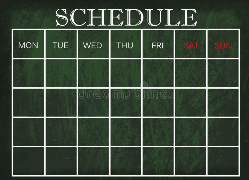 Schedule on chalkboard stock illustration. Illustration of paper - 54101890