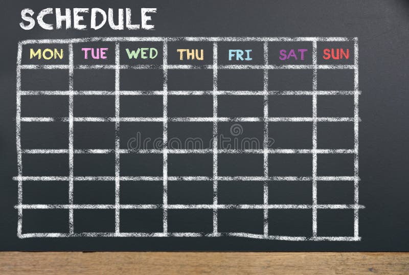 Schedule on Chalkboard for Planning Stock Photo - Image of calendar ...
