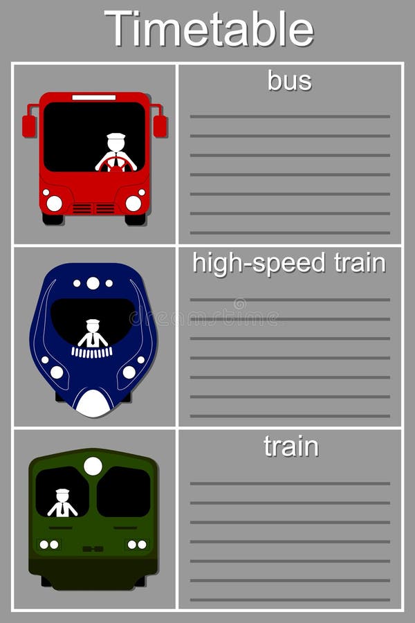Schedule Ground Transportation Stock Vector - Illustration of engine ...