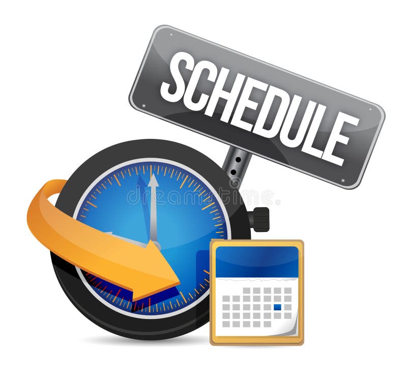 Schedule icon with clock stock illustration. Illustration of agenda ...