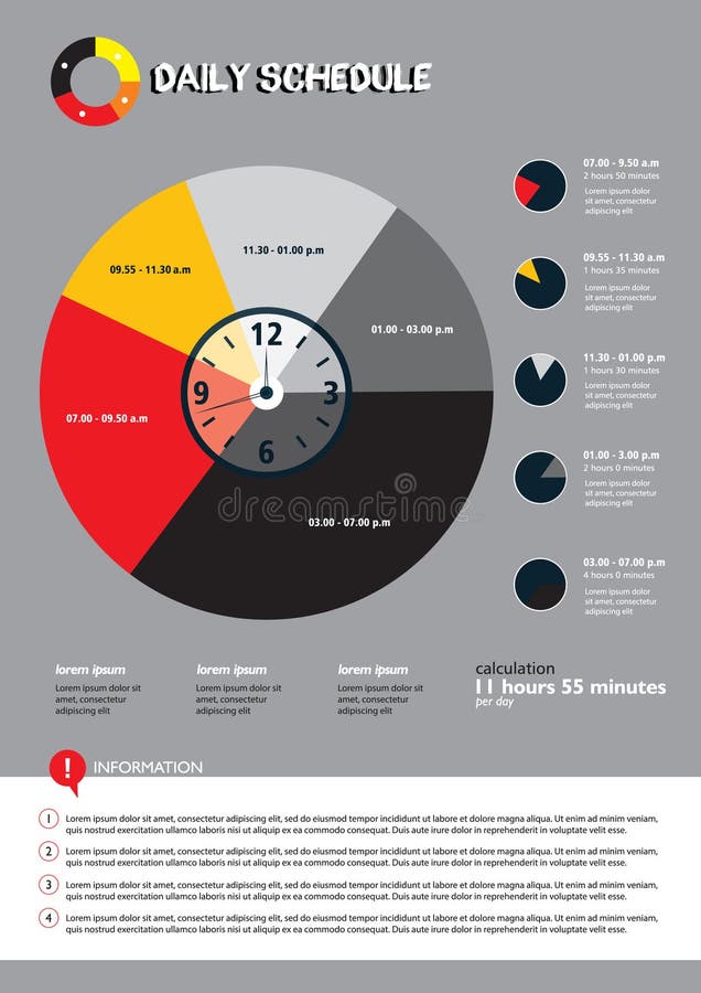 Daily Schedule Infographic Presentation. Vector Illustration Decorative ...