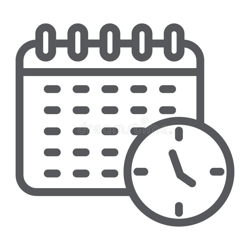 Schedule Line Icon, Organizer and Time, Calendar Sign, Vector Graphics ...