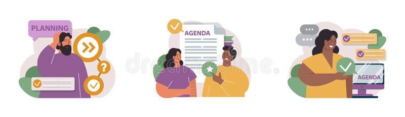 Schedule Management Set. Character Planning or Checking Task Stock ...