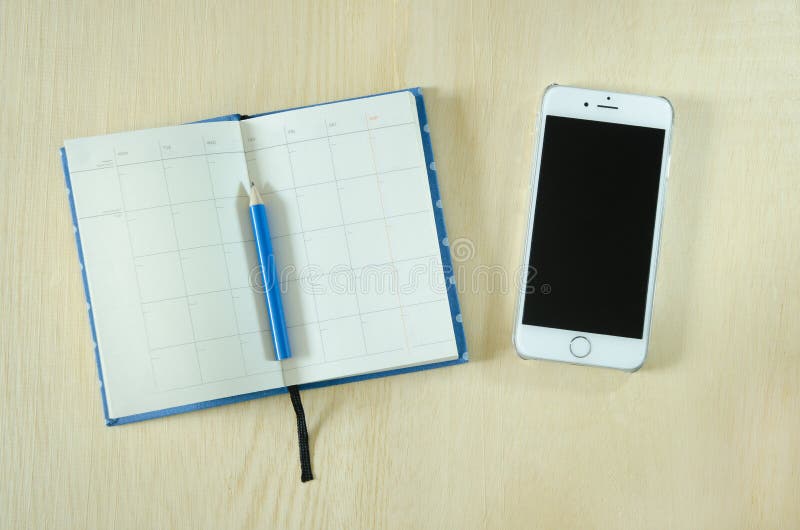 Schedule Notebook and Smart Phone Stock Photo - Image of reminder ...