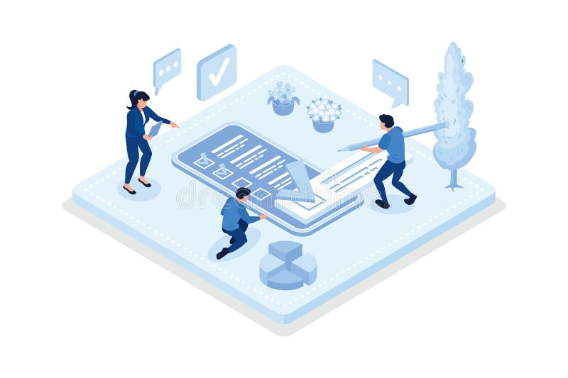 Schedule Planning Illustration. Characters Planning Work Tasks, Filling Check List, Making ...