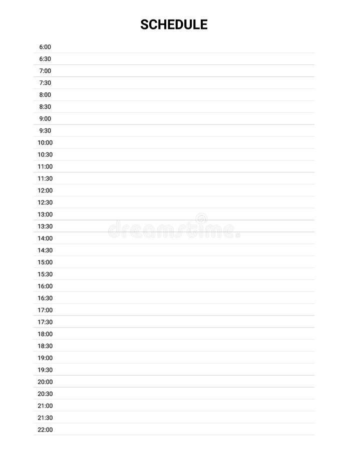 Daily Planner Printable Template Vector. Blank White Notebook Page A4 ...