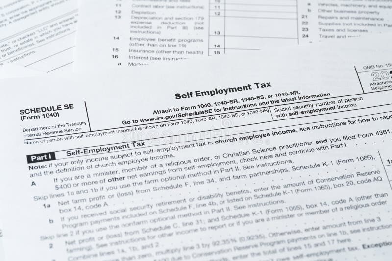 Schedule SE, Self-Employment Tax Form 1040, IRS Tax Document Close-Up ...