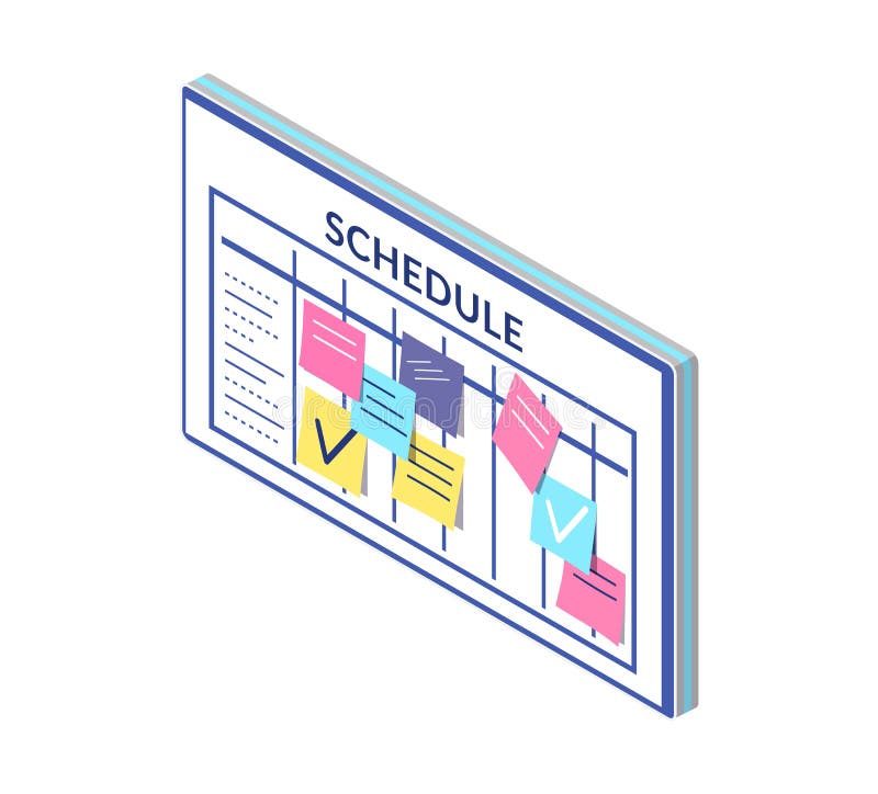 Schedule, Timetable of Company Workers Board Notes Stock Vector ...