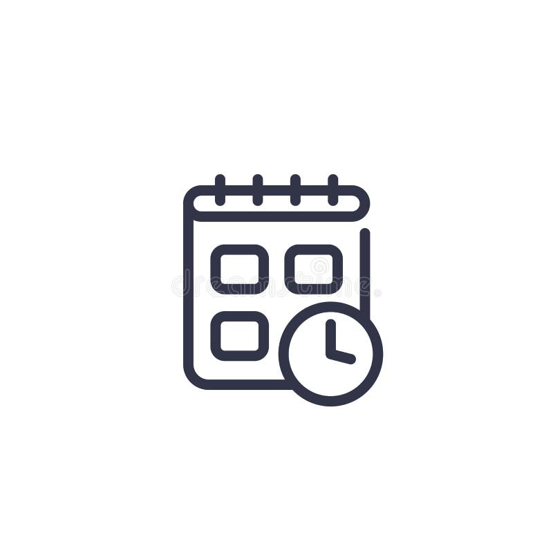 Schedule Vector Line Icon on White Stock Vector - Illustration of line ...