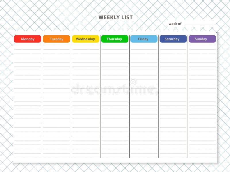 Schedule, Weekly Planner, Printable. Weekly Schedule Stock Illustration ...