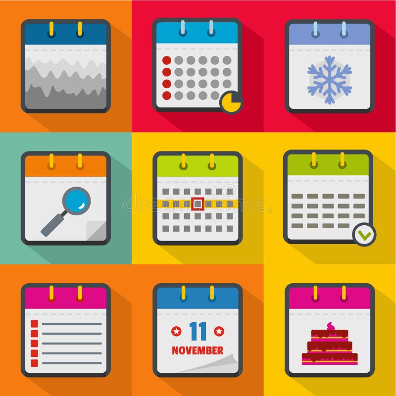Scheduler Icons Set, Flat Style Stock Vector - Illustration of object ...