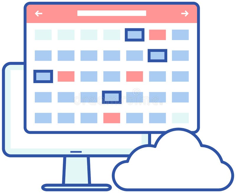 Scheduling App and Cloud Storage Icon on Screen. Planning and Time ...