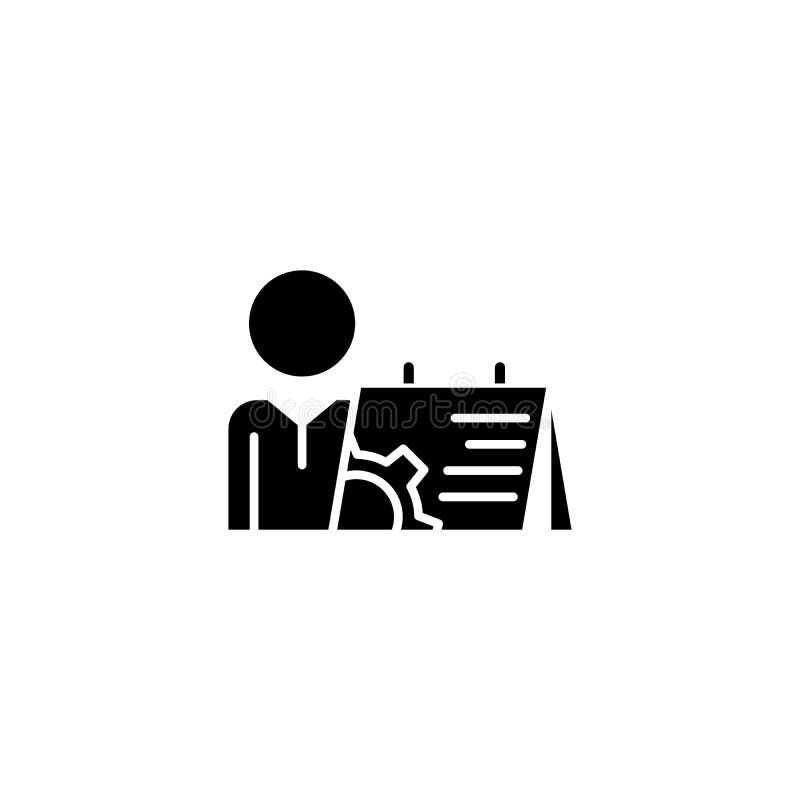 Scheduling Black Icon Concept Scheduling Flat Vector Symbol Sign Illustration Stock Vector