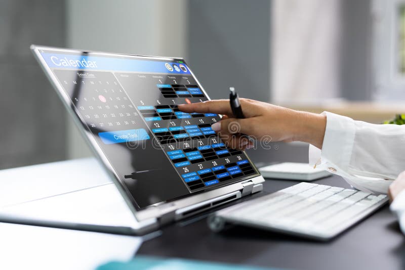 Scheduling and Booking Online Appointment in Calendar Stock Image ...