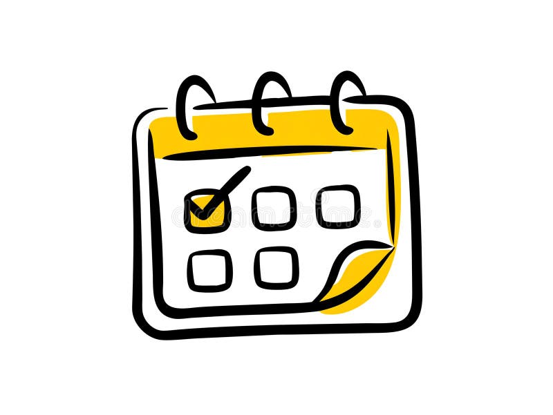 Scheduling Event Checkmark on Calendar Page Icon Stock Illustration ...