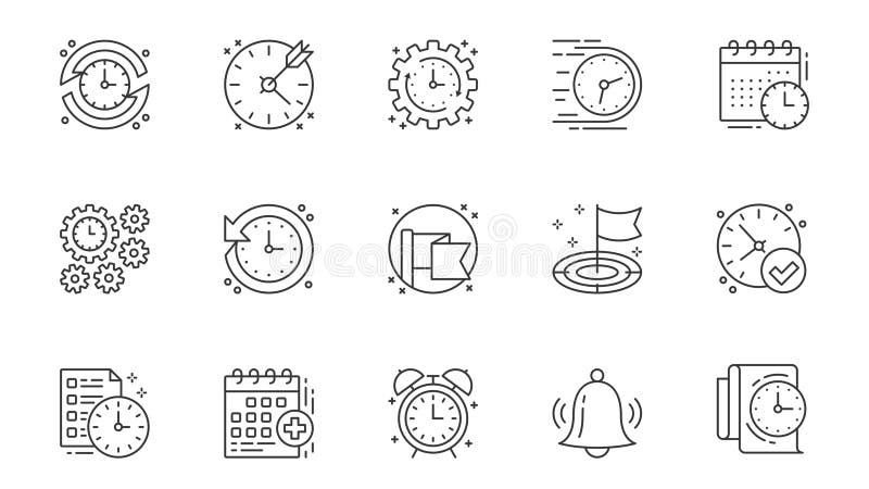Scheduling Icons Set in Outline Stroke Design for Web. Pack Line ...