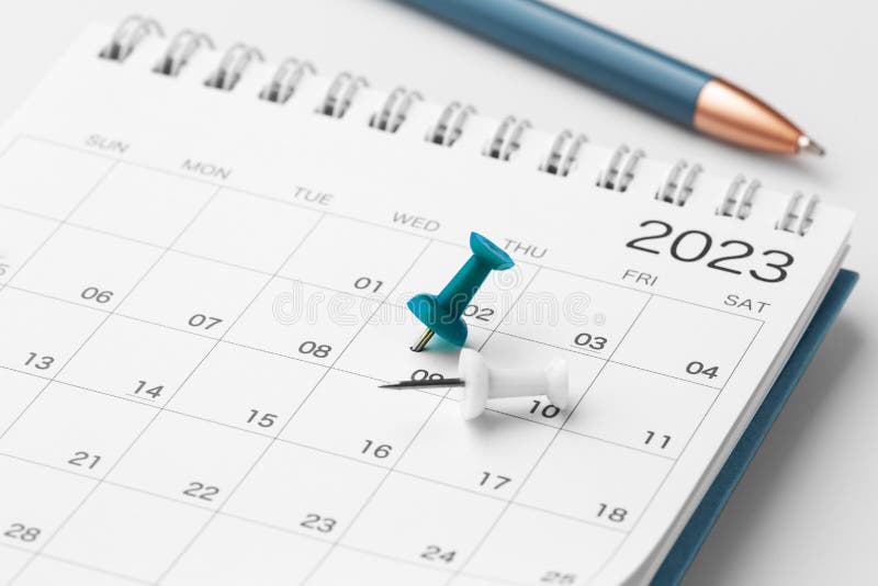 Scheduling and Planning Concept, Pinned Date on Calendar 2023 Stock ...