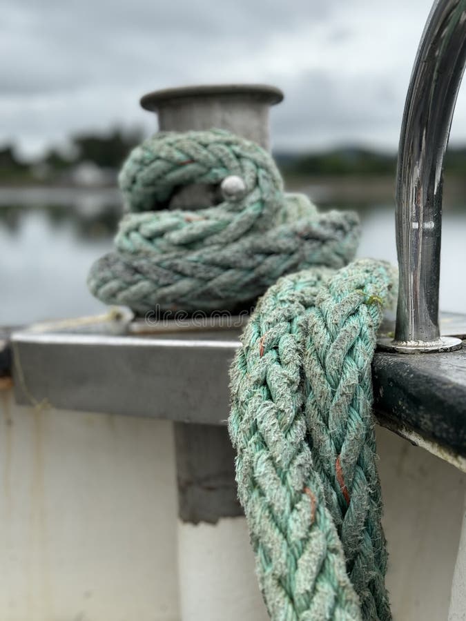 Rope in Close-up on the Bolder of a Ship Stock Image - Image of closeup ...