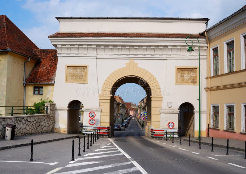 Schei Gate in Brasov stock image. Image of gate, blue - 14021553