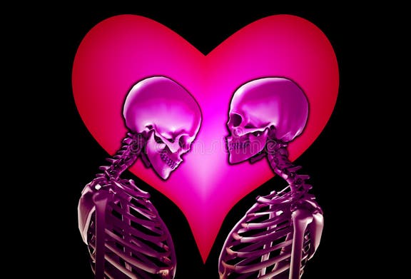 Scheletri Con Il Cuore Di Amore Illustrazione di Stock - Illustrazione ...
