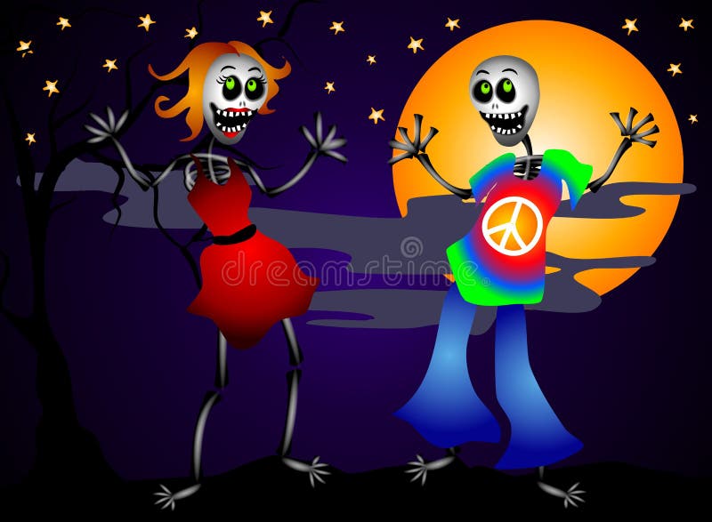 Scheletri Di Dancing Di Halloween Illustrazione di Stock ...