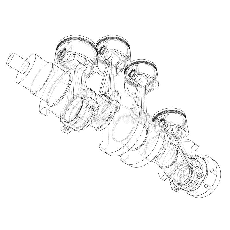 Schema Pistoni Motore Illustrazione 3D Illustrazione di Stock ...