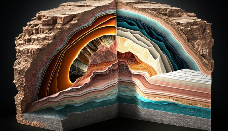 Schematic Abstract Cut Geological Structure of Earth Layers with ...