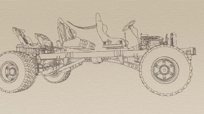 Schematic Chassis of a Large SUV with Four-wheel Drive. Moving the ...