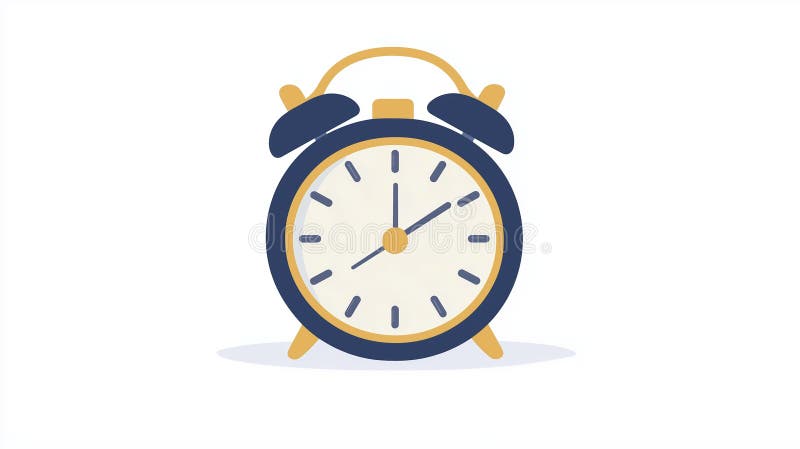 Schematic Blue Alarm Clock Design on a Clean White Background Showing ...