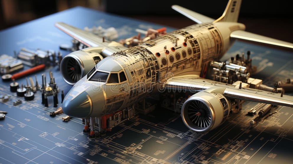 Schematic Diagram of Airplane Stock Illustration - Illustration of ...