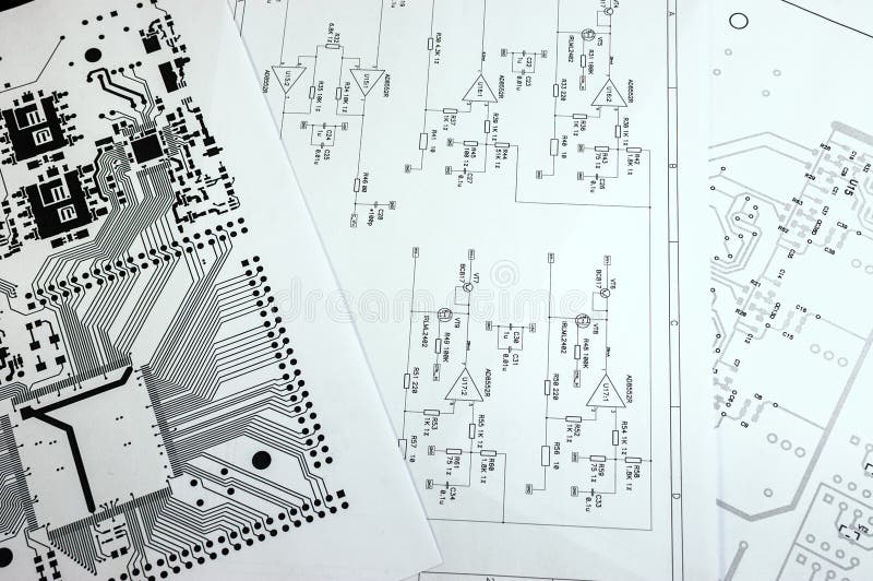 Schematic Diagram Closeup Photo Stock Photo - Image of industrial ...