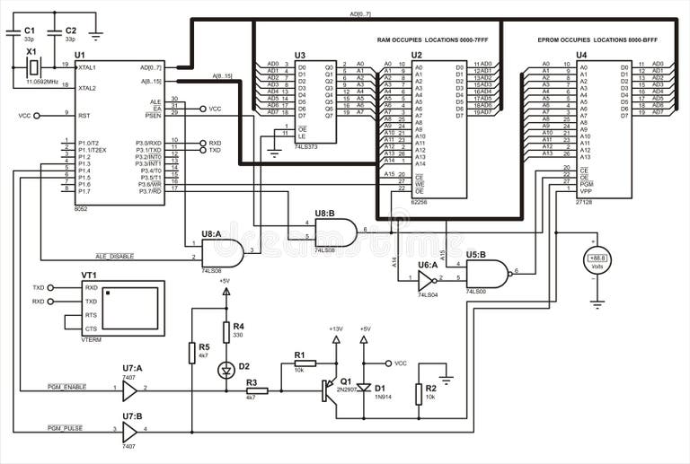 Microcontroller Integrated Capacitor Circuit Electronic Background Stock Illustrations – 89 ...