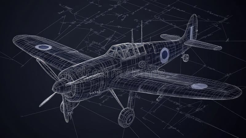 Schematic Representation of a Spitfire Fighter Aircraft Showcasing ...