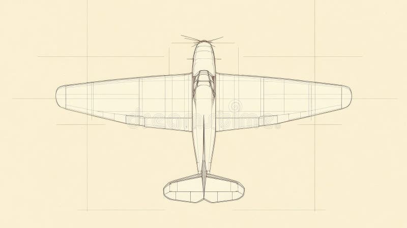 Schematic Drawing of a Spitfire Fighter Aircraft Showcasing Design and ...