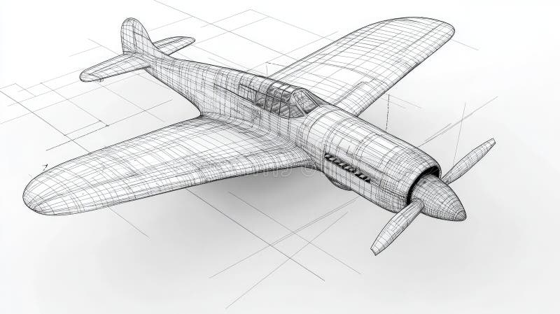 Schematic Drawing of the Spitfire Fighter Aircraft Showcasing Its ...