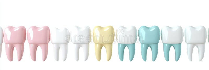Schematic Features a Row of Dental Implants in Various Colors Alongside ...