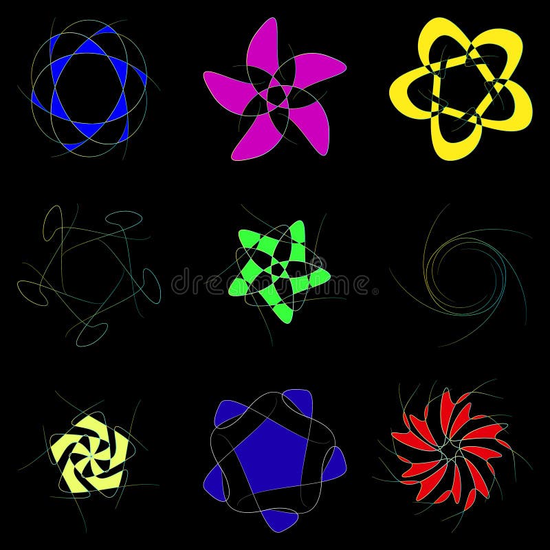 A Set of Schematic Logos from Squares and Brushes in the Rainbow Stock ...