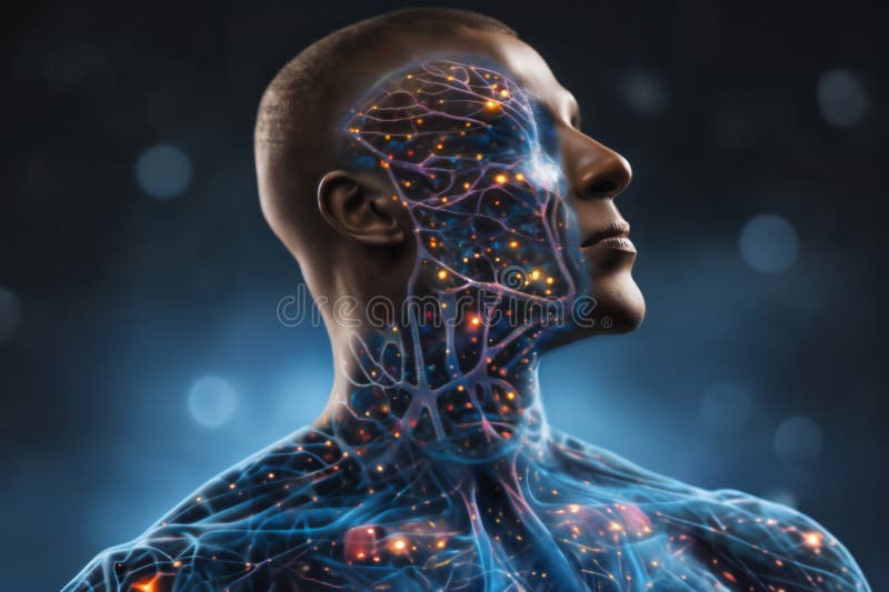 A Schematic of Human Body with Neural Connections of Head and Brain and ...