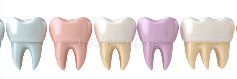 A Schematic Illustrates a Row of Healthy Teeth with Colored Implants ...