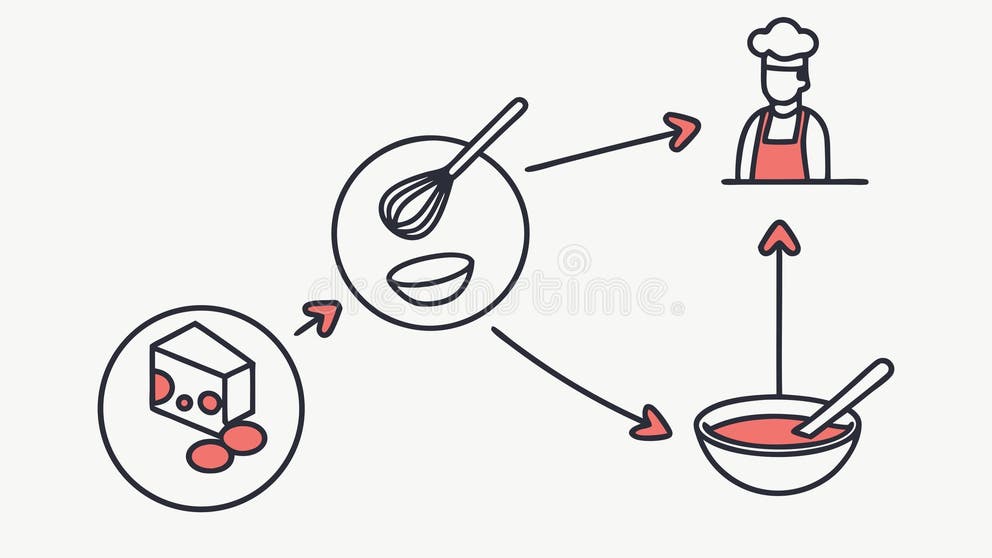 Schematic Illustration of Cooking Steps and Ingredients, Vector Design ...