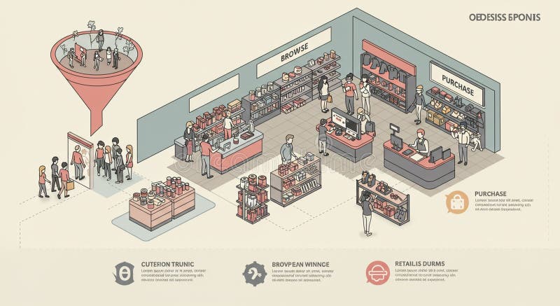 A Schematic Illustration Depicts a Retail Environment, Highlighting ...