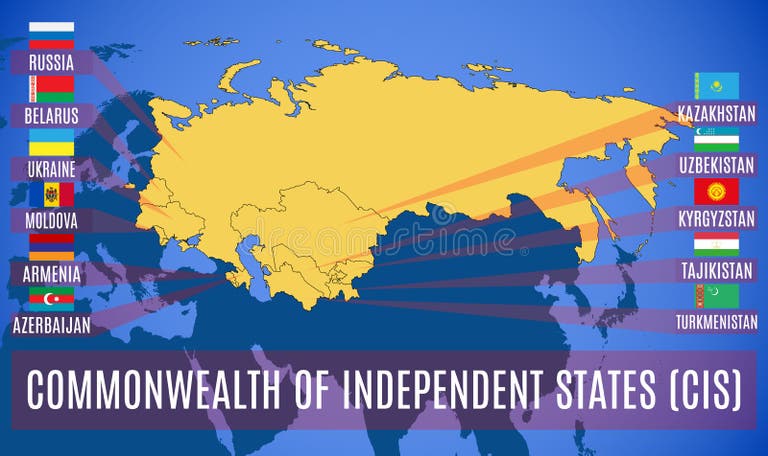 Schematic Map of the Commonwealth of Independent States CIS. Stock ...