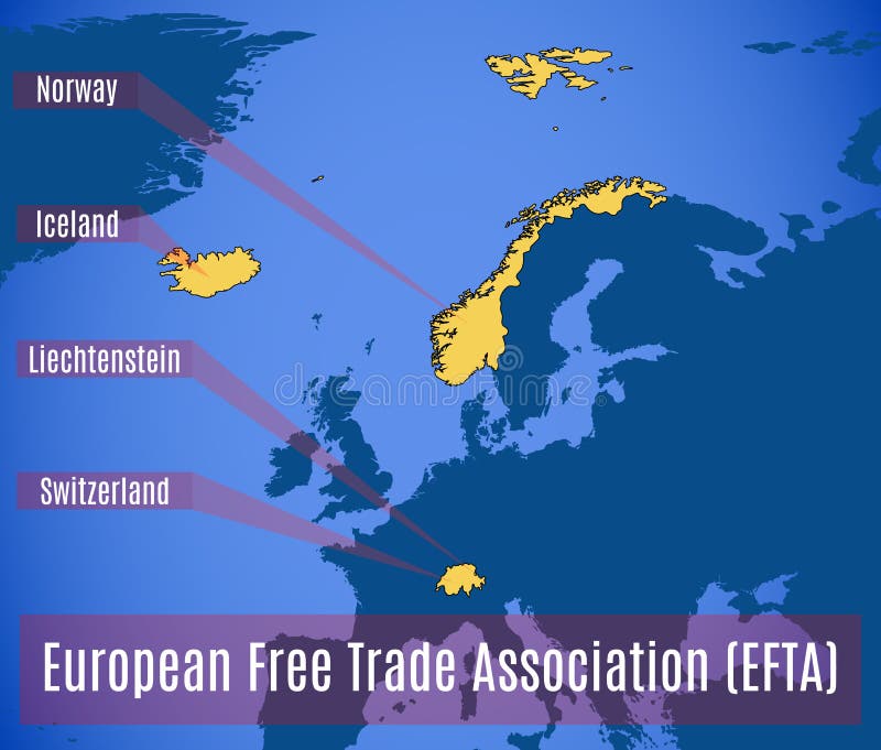 Schematic Map of the European Free Trade Association EFTA. Stock Vector ...