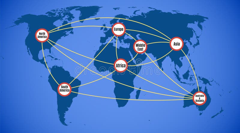 Schematic Map of the World Network Cable Communication System Stock ...