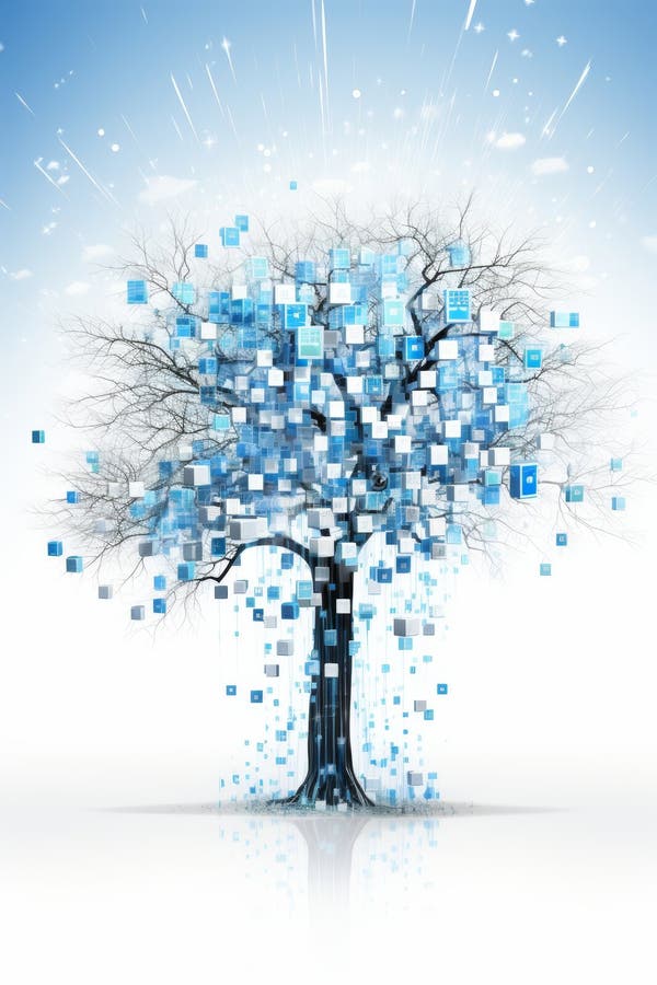 Schematic Minimalist Tree Design Using Simple Shapes in Navy, White ...