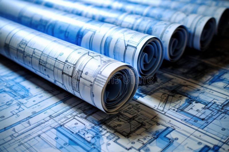 Schematic Paper Blueprints Rolls Engineer. Generate Ai Stock Image ...